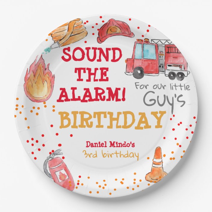 Firefighter fire truck kid birthday paper plate | Zazzle.com