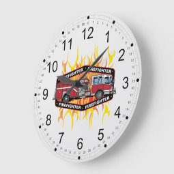 Firefighter Fire Truck Large Clock | Zazzle