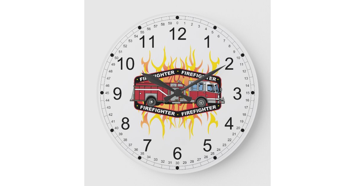 Firefighter Fire Truck Large Clock | Zazzle