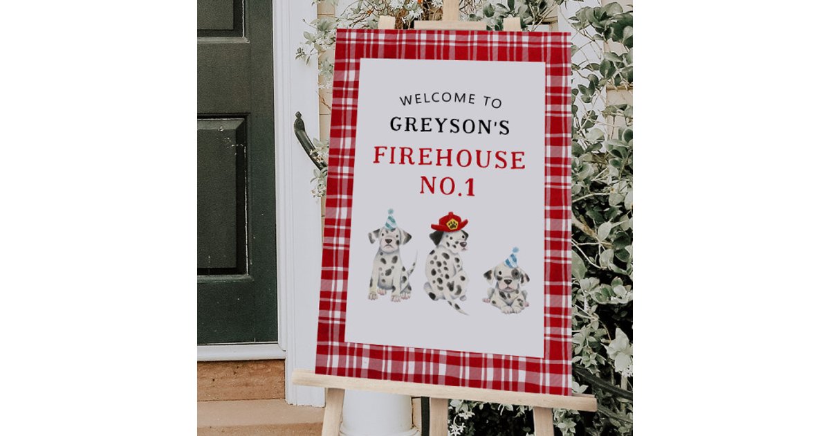 Firefighter Firehouse Boy Birthday Party Welcome Foam Board | Zazzle