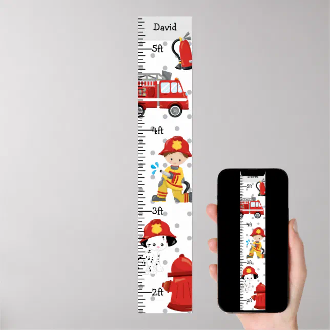 Firefighter Fireman Growth Chart Personalized | Zazzle