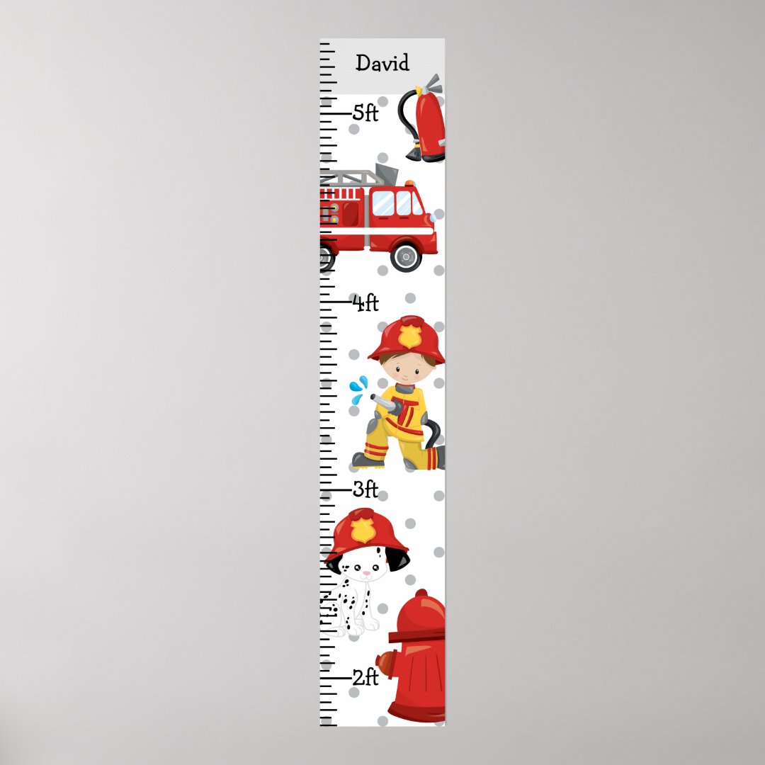 Firefighter Fireman Growth Chart Personalized | Zazzle