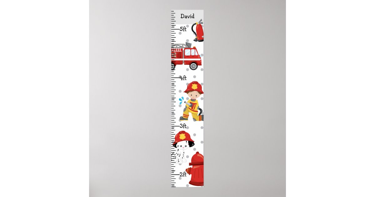 Firefighter Fireman Growth Chart Personalized | Zazzle