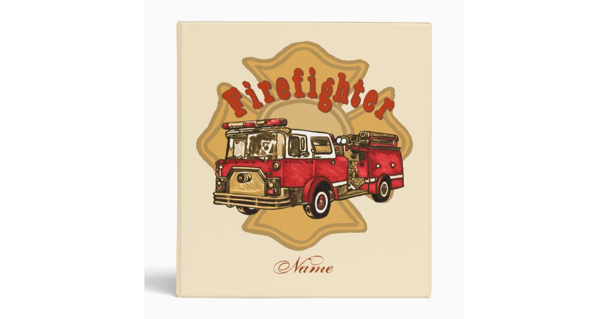 Firefighter Firetruck binder | Zazzle