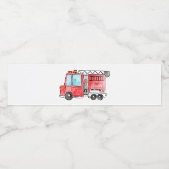 Firefighter firetruck water bottle label | Zazzle