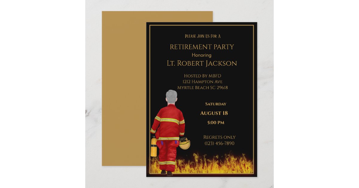 Firefighter Flame Retirement Party Invitation | Zazzle