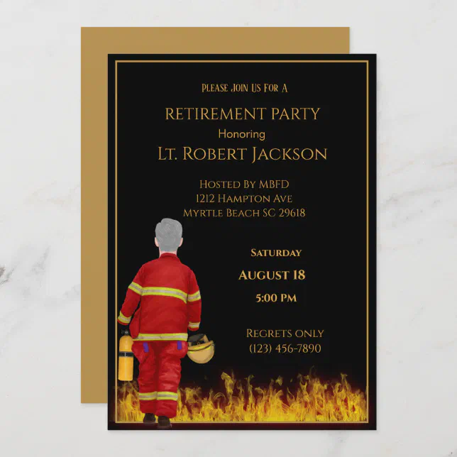 Firefighter Flame Retirement Party Invitation | Zazzle