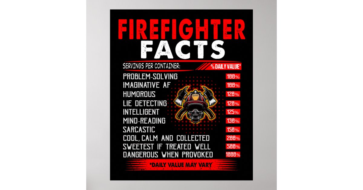 Firefighter Gift | Firefighter Facts Gifts Poster | Zazzle