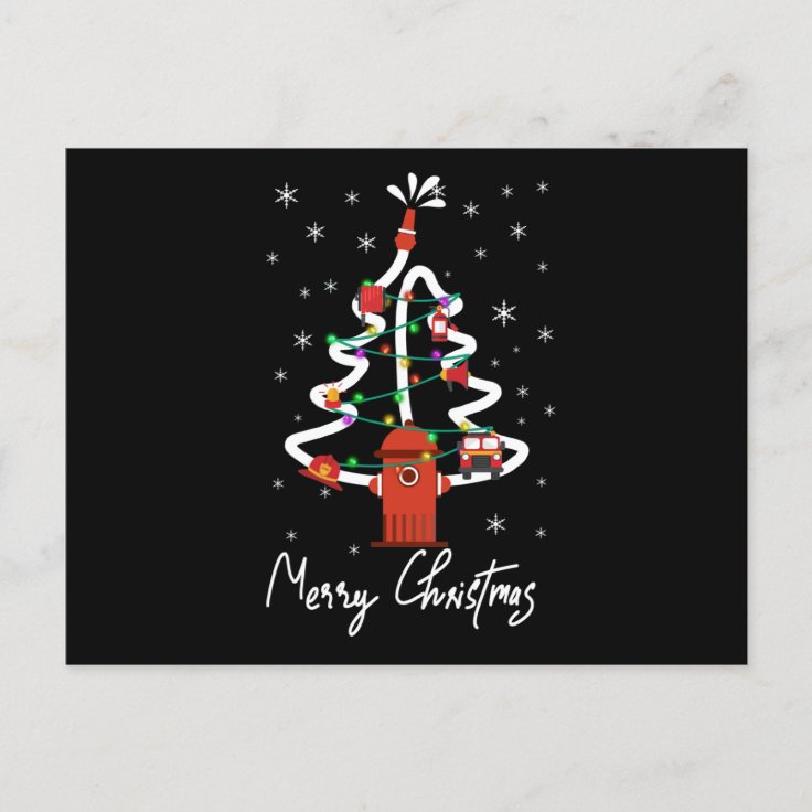 Firefighter Gift | Merry Christmas Firefighter Holiday Postcard | Zazzle
