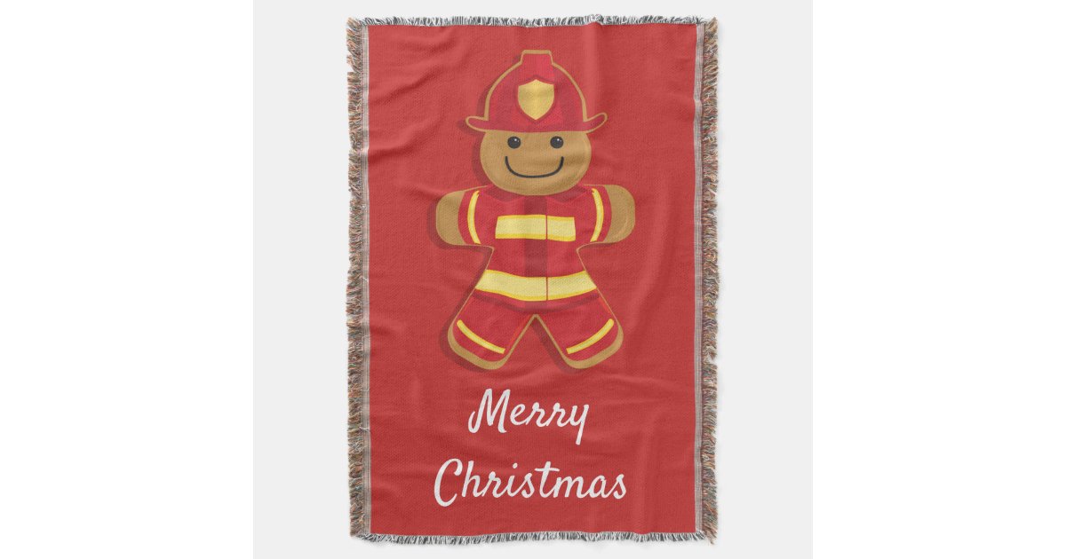Firefighter Gingerbread Person | Throw Blanket | Zazzle