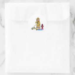 Firefighter Girl Classic Round Sticker | Zazzle