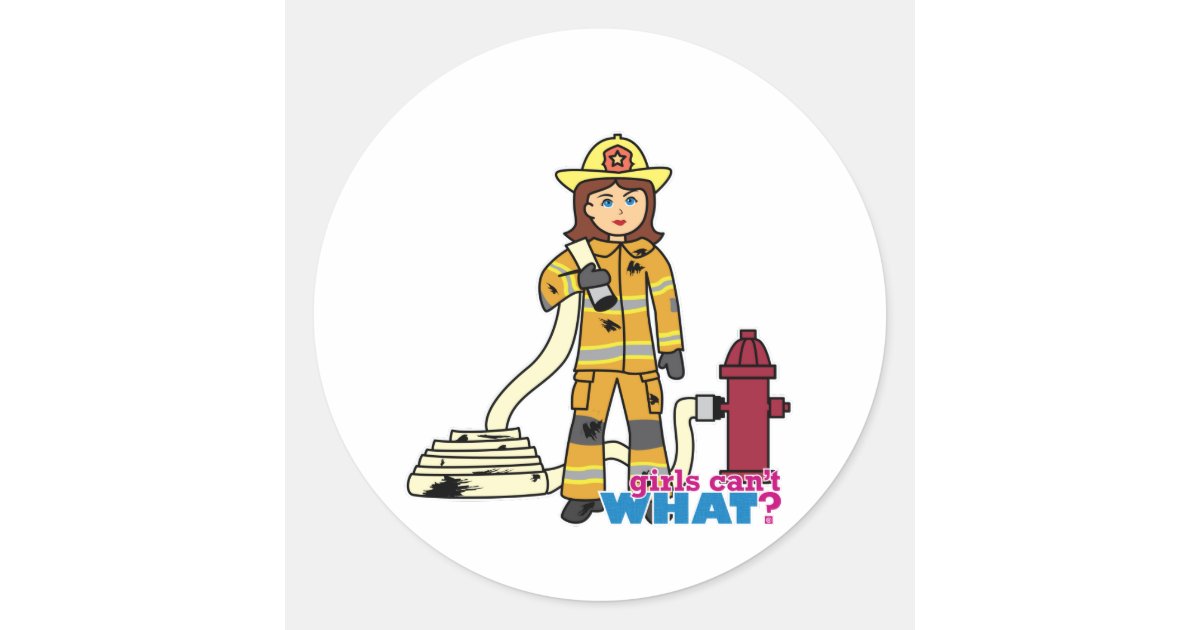 Firefighter Girl Classic Round Sticker | Zazzle