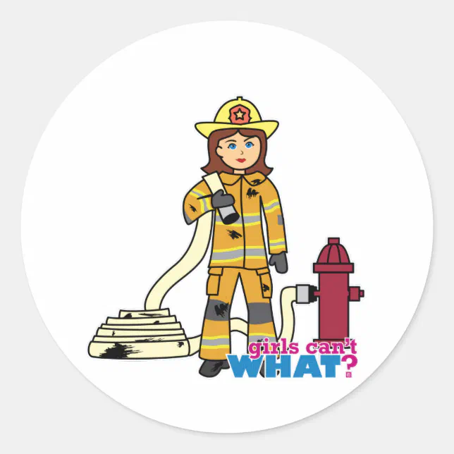 Firefighter Girl Classic Round Sticker | Zazzle