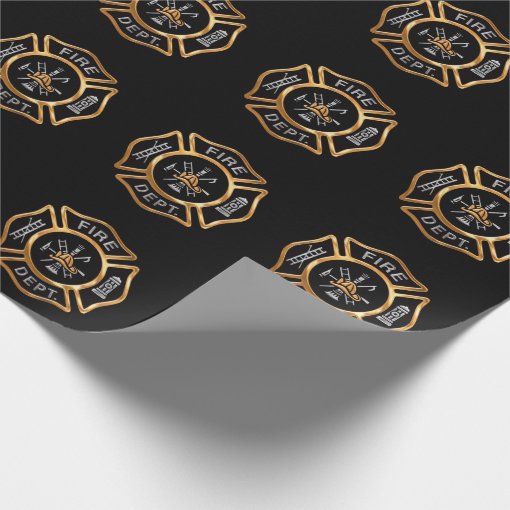 Firefighter Gold Badge Pattern Wrapping Paper | Zazzle