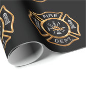Firefighter Gold Badge Pattern Wrapping Paper | Zazzle