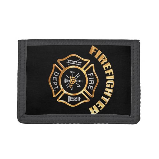 Firefighter Gold Badge Trifold Wallet | Zazzle