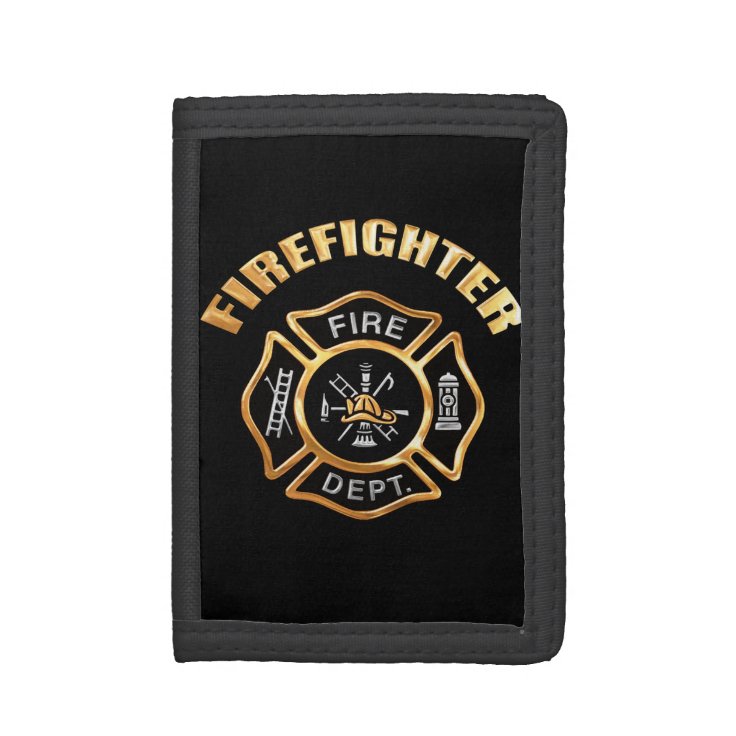 Firefighter Gold Badge Trifold Wallet | Zazzle