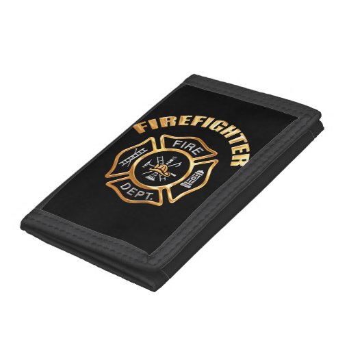 Firefighter Gold Badge Trifold Wallet | Zazzle