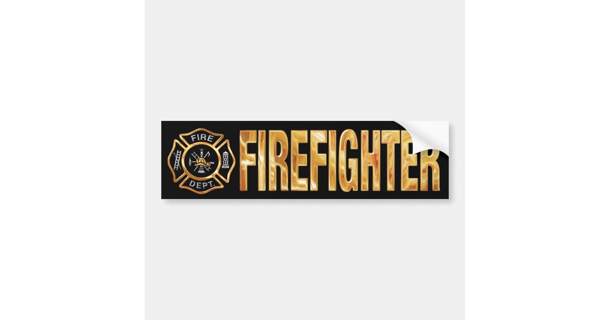 Firefighter Gold Bumper Sticker | Zazzle
