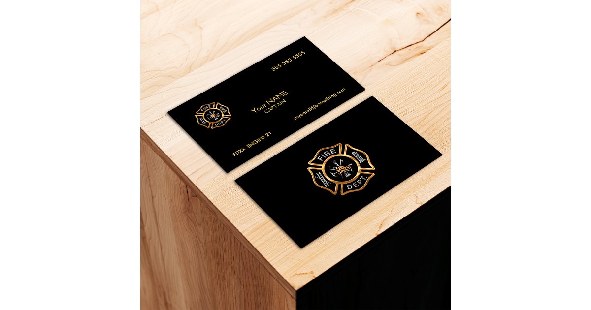 Firefighter Gold Business Card | Zazzle