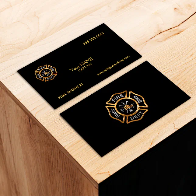 Firefighter Gold Business Card | Zazzle