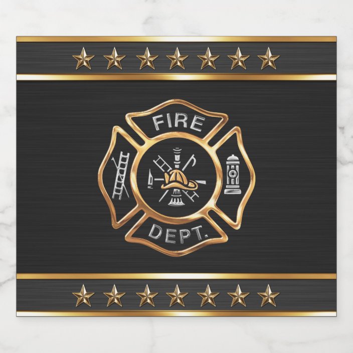 Firefighter Gold Emblem Beer Bottle Label | Zazzle.com
