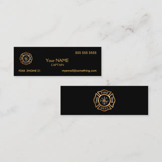 Firefighter Gold Mini Business Card | Zazzle