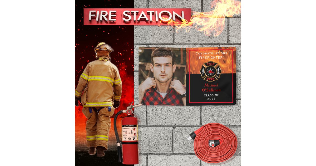 Firefighter Graduation Announcement Banner | Zazzle