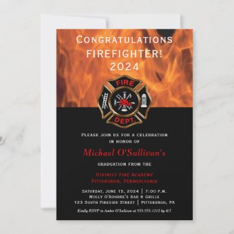 Firefighter Graduation Announcement | Party | Zazzle