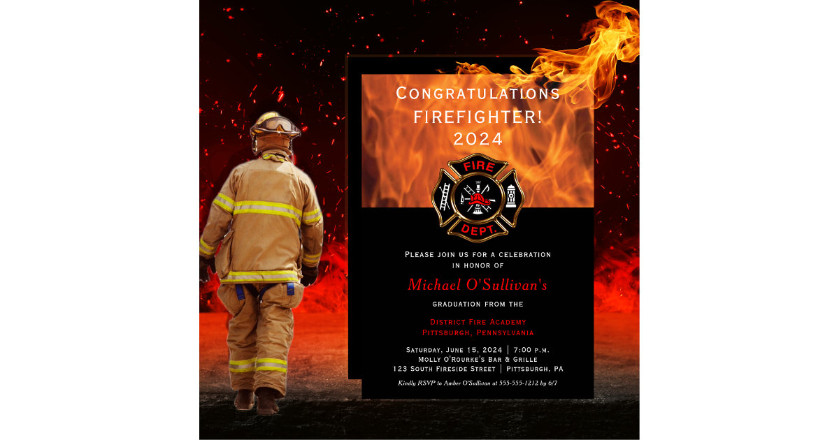 Firefighter Graduation Announcement | Party | Zazzle