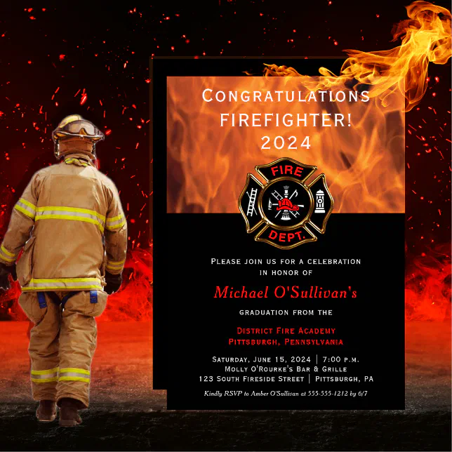 Firefighter Graduation Announcement | Party | Zazzle