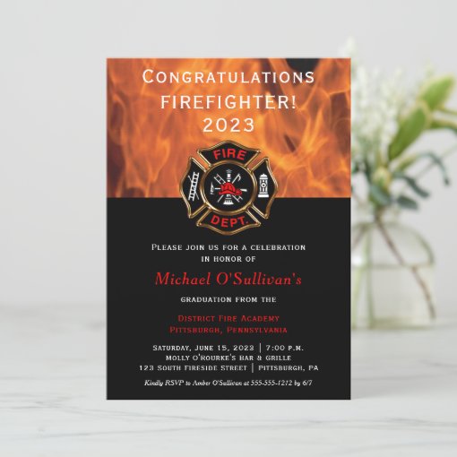 Firefighter Graduation Announcement | Party | Zazzle