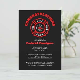 Firefighter Graduation Announcement Party | Zazzle