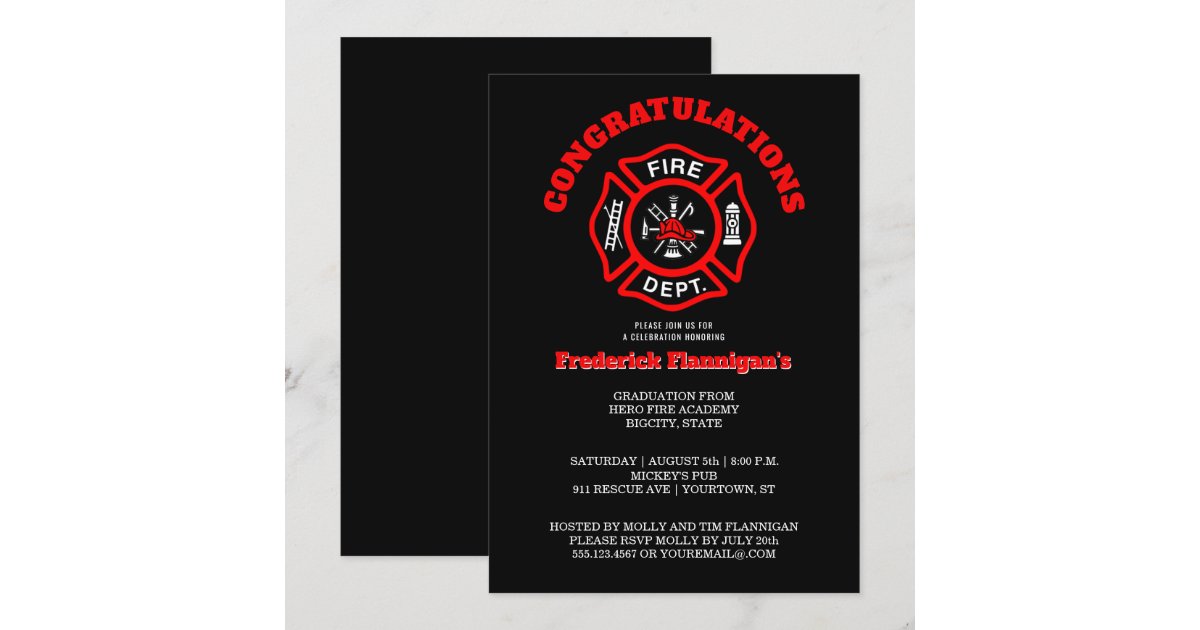 Firefighter Graduation Announcement Party | Zazzle