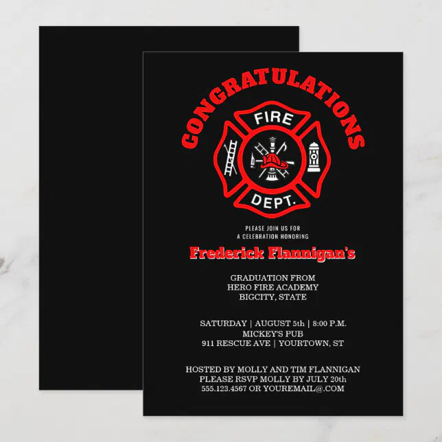 Firefighter Graduation Announcement Party | Zazzle