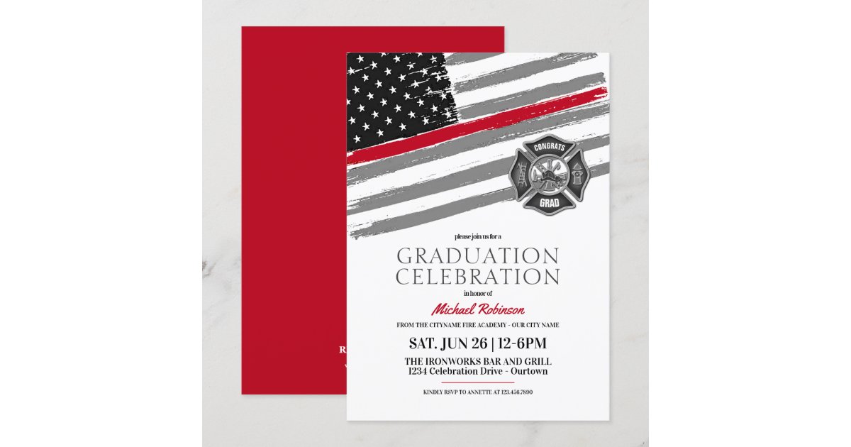 Firefighter Graduation Party Invitations | Zazzle