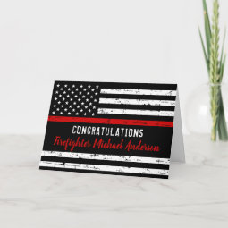 Firefighter Graduation Red Line Congratulations Card | Zazzle