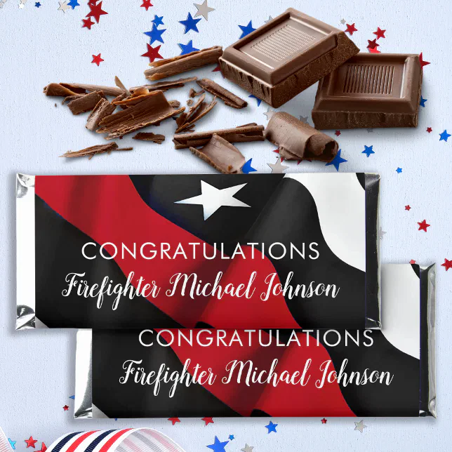 Firefighter Graduation Thin Red Line Party Candy Hershey Bar Favors ...