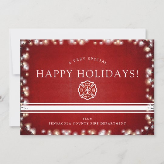 FireFighter Happy Holidays | Christmas Custom Flat Holiday Card ...