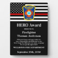 Firefighter HERO Award Thin Red Line Plaque | Zazzle