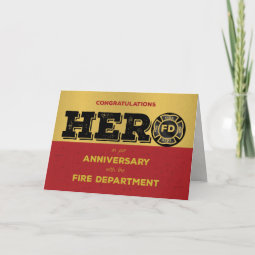 Firefighter Hero Employee Anniversary Card | Zazzle