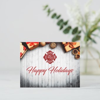 Firefighter Holiday Card | Zazzle