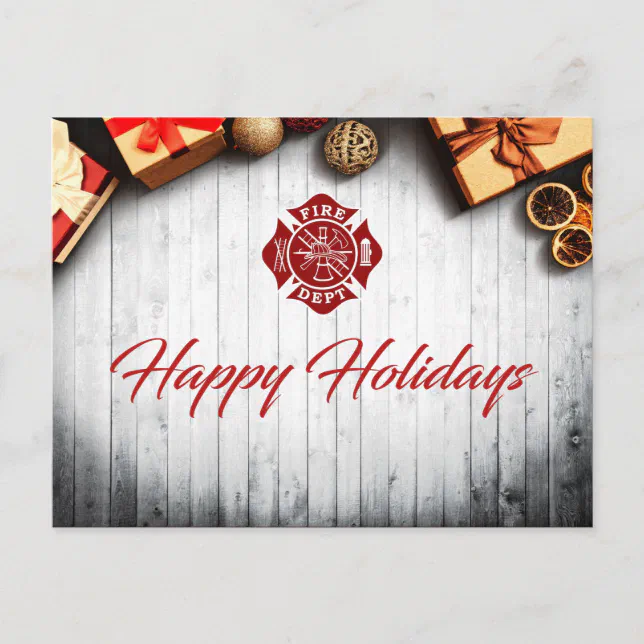 Firefighter Holiday Card | Zazzle