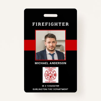 Firefighter ID Personalized Photo Fireman ID Card Badge | Zazzle
