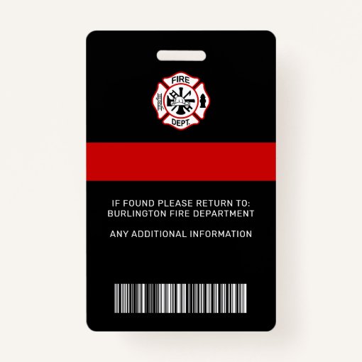 Firefighter ID Personalized Photo Fireman ID Card Badge | Zazzle