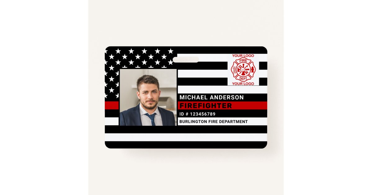 Firefighter ID Personalized Photo Fireman ID Card Badge | Zazzle