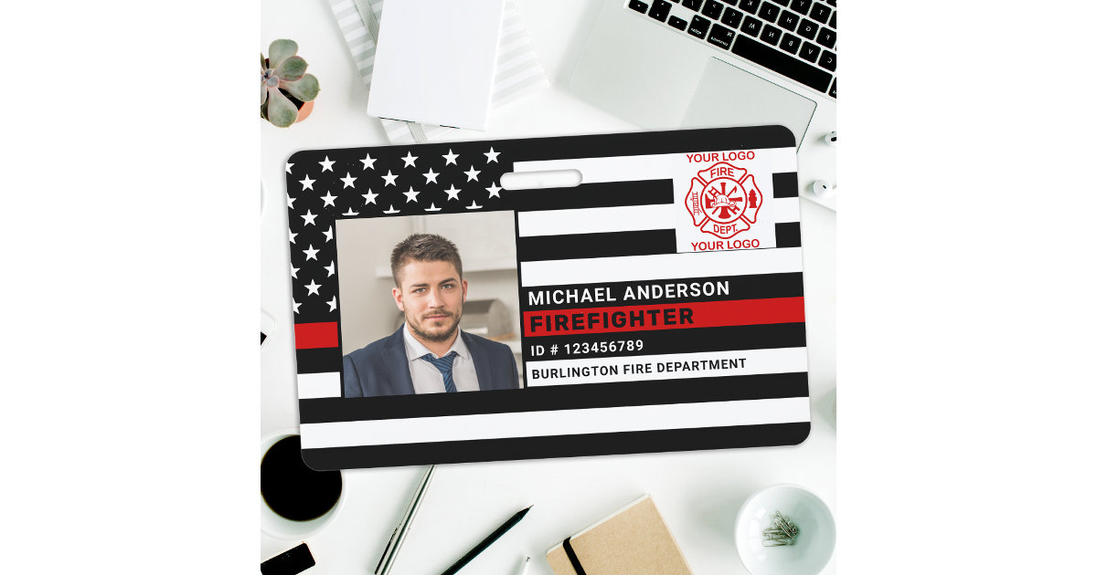Firefighter ID Personalized Photo Fireman ID Card Badge | Zazzle