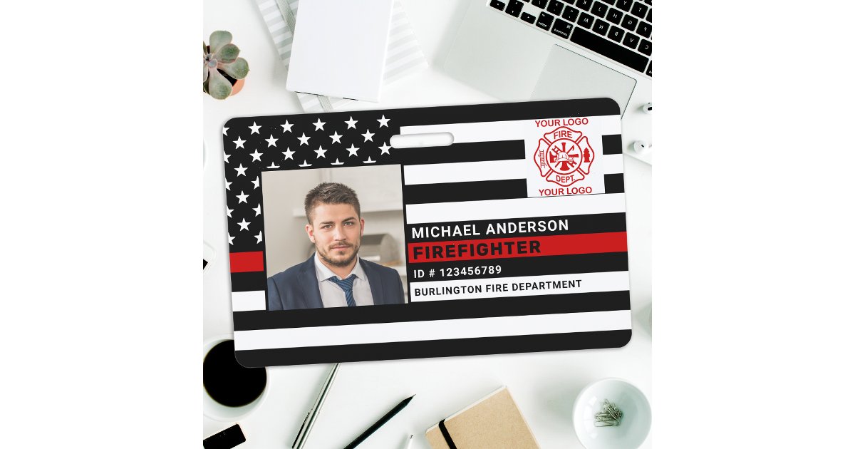 Firefighter ID Personalized Photo Fireman ID Card Badge | Zazzle