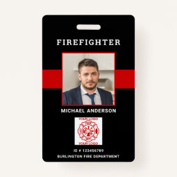 Firefighter ID Personalized Photo Fireman ID Card Badge | Zazzle