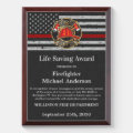 Firefighter Life Saving Custom Logo Thin Red Line Award Plaque | Zazzle